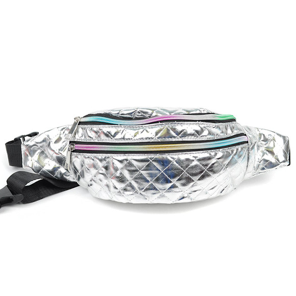 Selini New York | Bags | Quilted Metallic Silver Fanny Pack Belt Bag ...